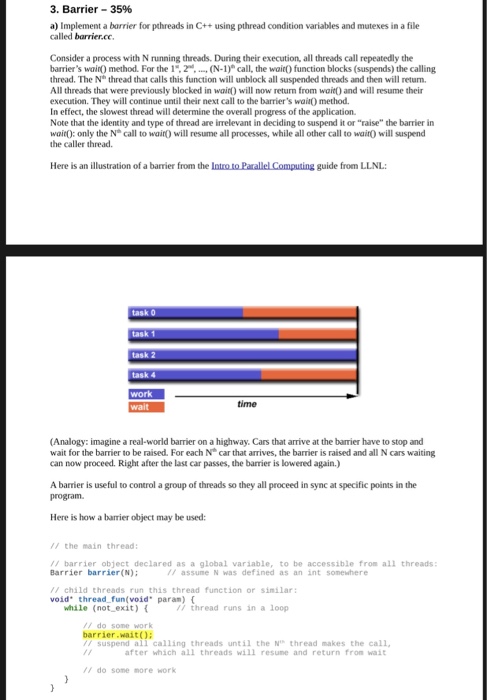 3. Barrier-3596 a) Implement a barrier for pthreads | Chegg.com 3. Barrier-3596 a) Implement a barrier for pthreads | Chegg.com