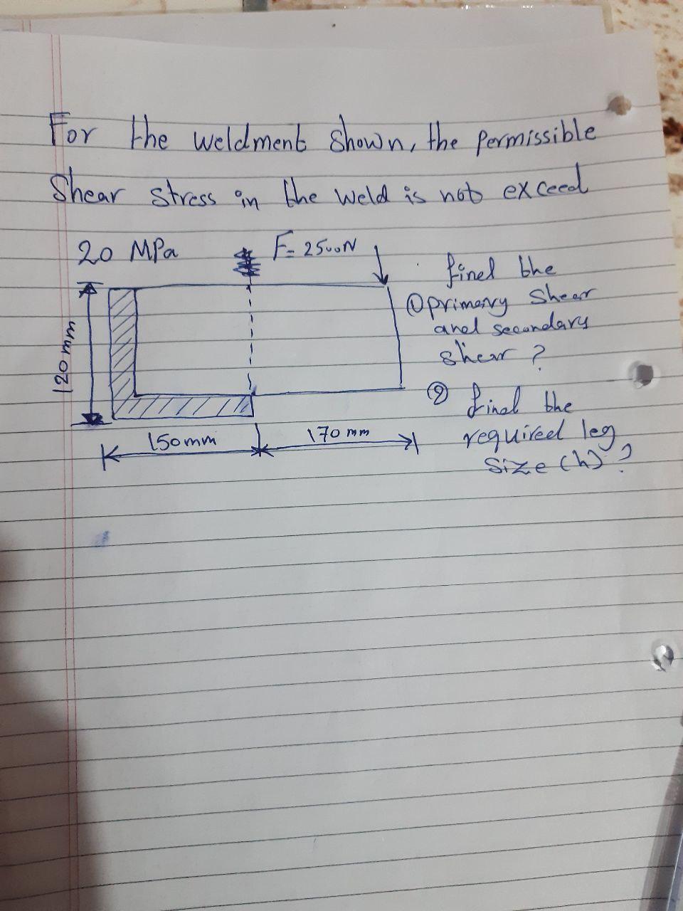 Solved For the weldment shown, the permissible Shear stress | Chegg.com