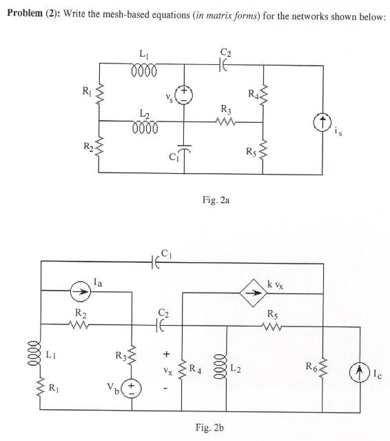 Solved Problem (2): Write the mesh-based equations (in | Chegg.com