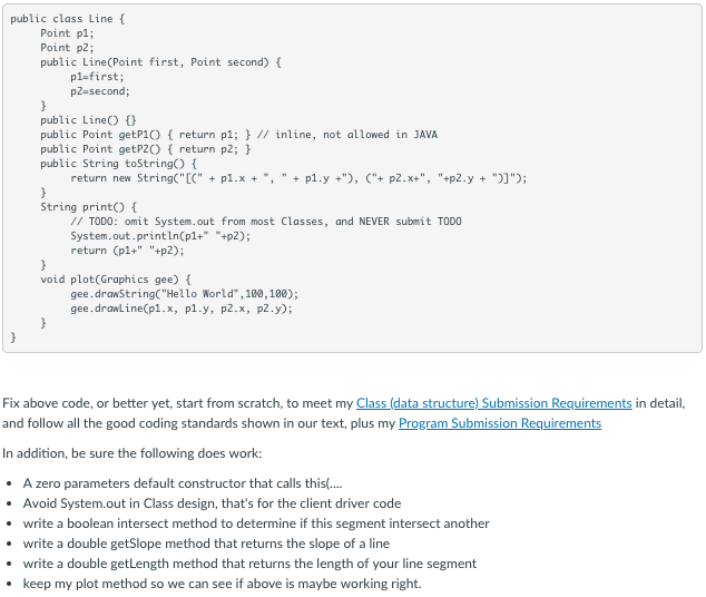 Submit Line.java to work with Client.java Rewrite | Chegg.com