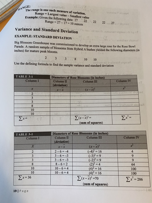 Solved The range is one such measure of variation. Example: | Chegg.com