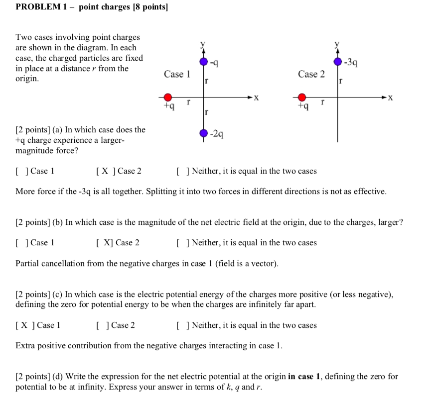 Solved PROBLEM 1 - point charges [8 points] Two cases | Chegg.com