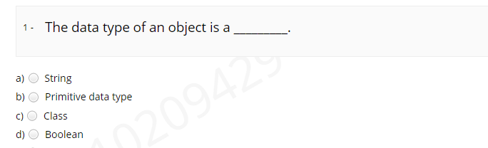 Solved 1- The data type of an object is a | Chegg.com