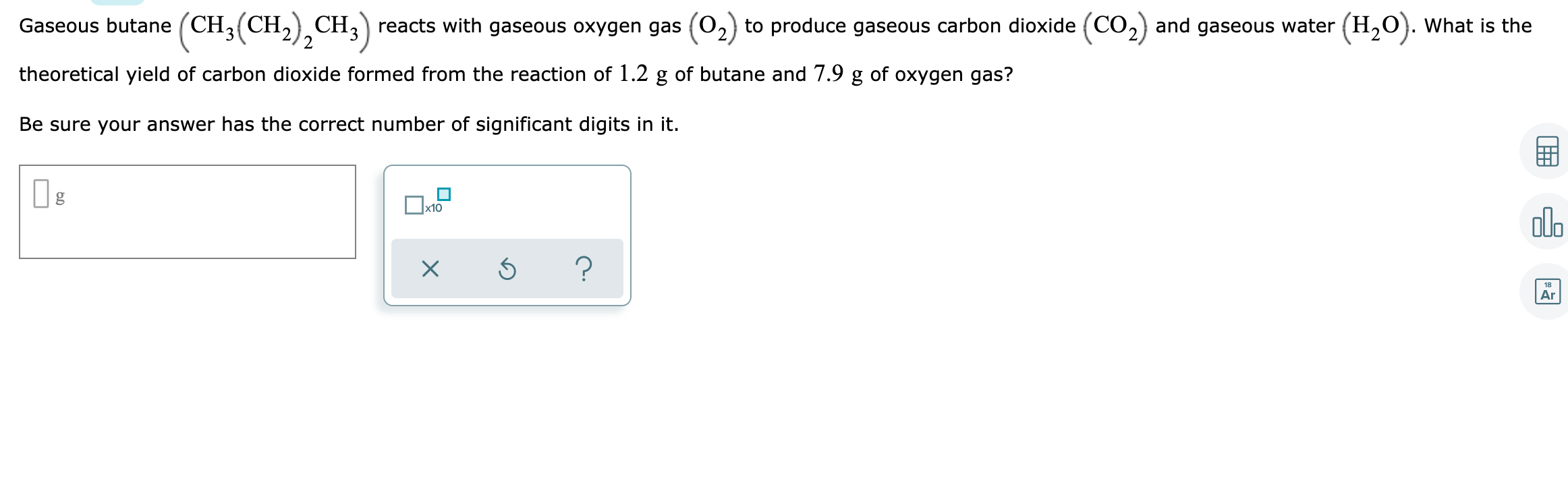 Solved Gaseous butane (CH3 (CH2), CH3) reacts with gaseous | Chegg.com