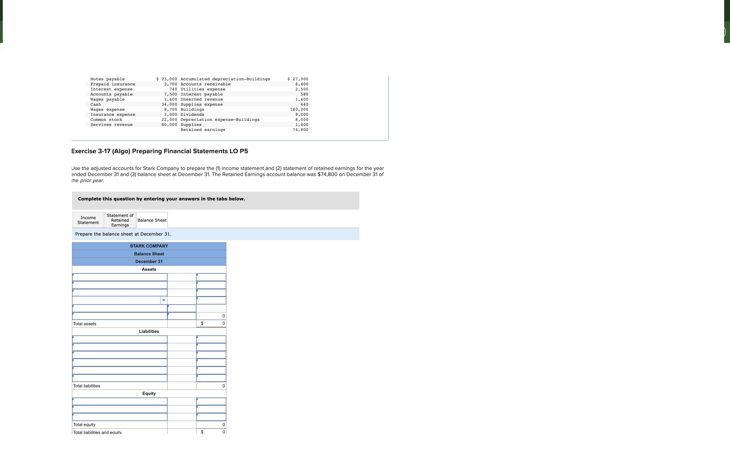 Solved Exercise 3-17 (Algo) Preparing Financial Statements | Chegg.com