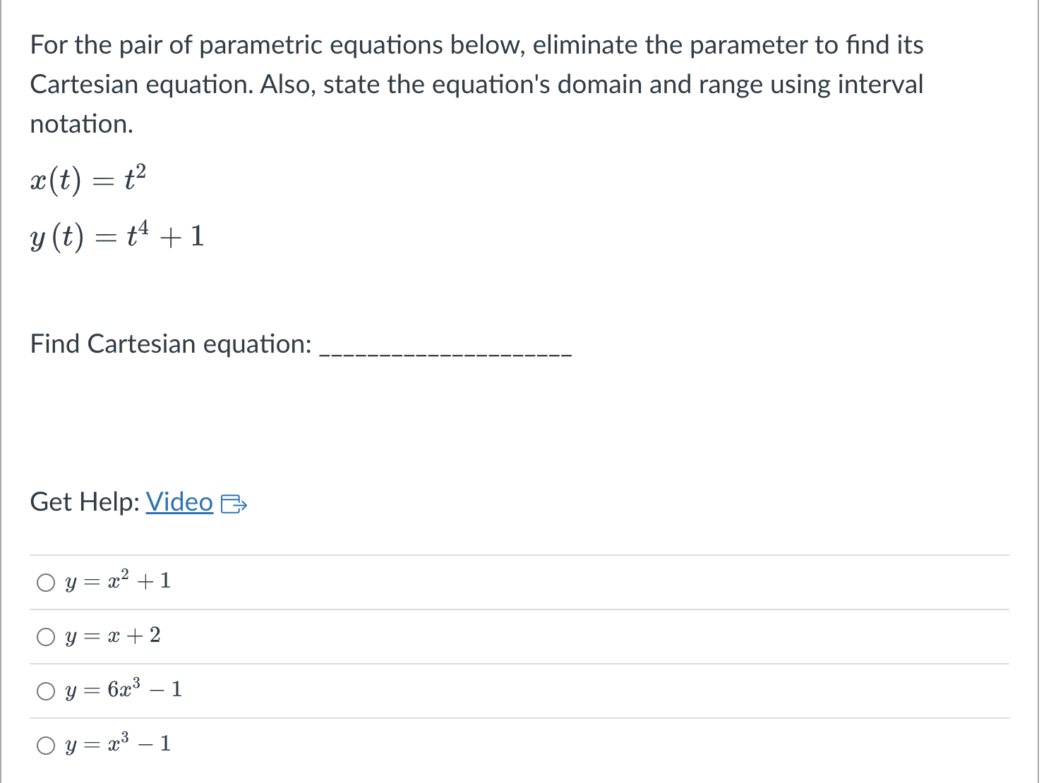 Solved For the pair of parametric equations below, eliminate | Chegg.com