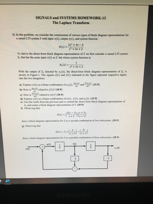 Solved SIGNALS and SYSTEMS HOMEWORK-13 The Laplace Transform | Chegg.com