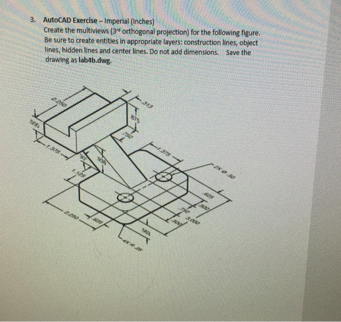 Solved Pleas show multiview orthogonal by autocad program on | Chegg.com