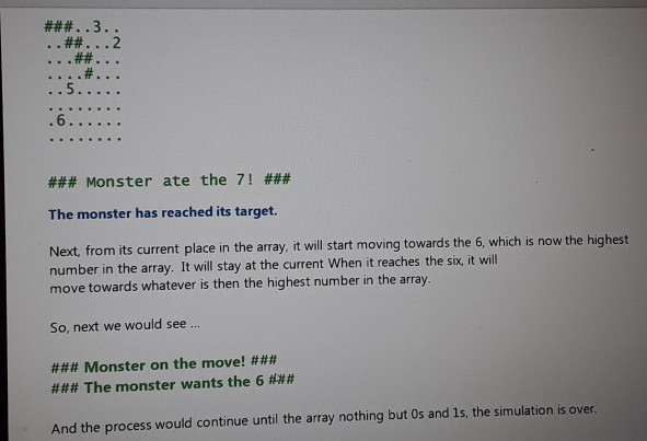 Solved Monster ARray Summary: Write a program that shows the | Chegg.com