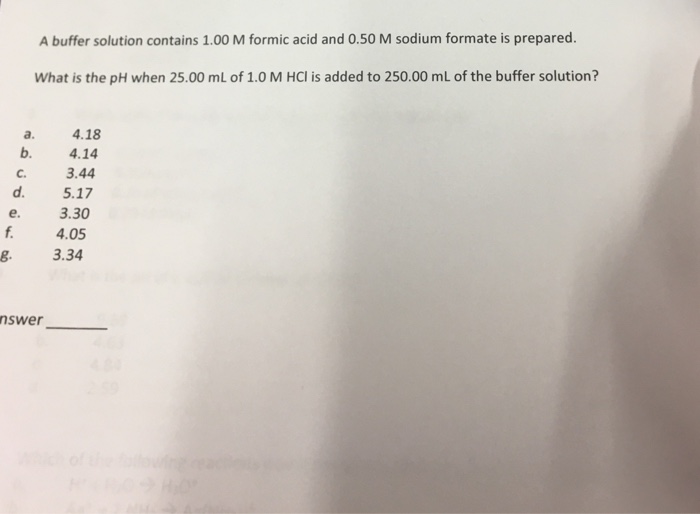 Solved A buffer solution contains 1.00 M formic acid and | Chegg.com