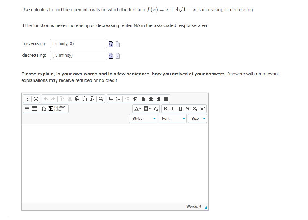 Solved Use Calculus To Find The Open Intervals On Which Chegg