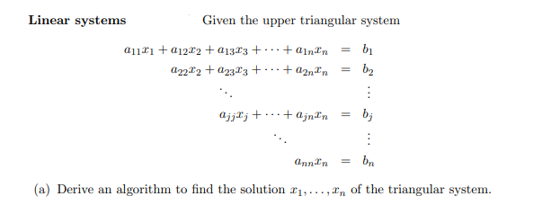 Solved Linear systems Given the upper triangular system | Chegg.com