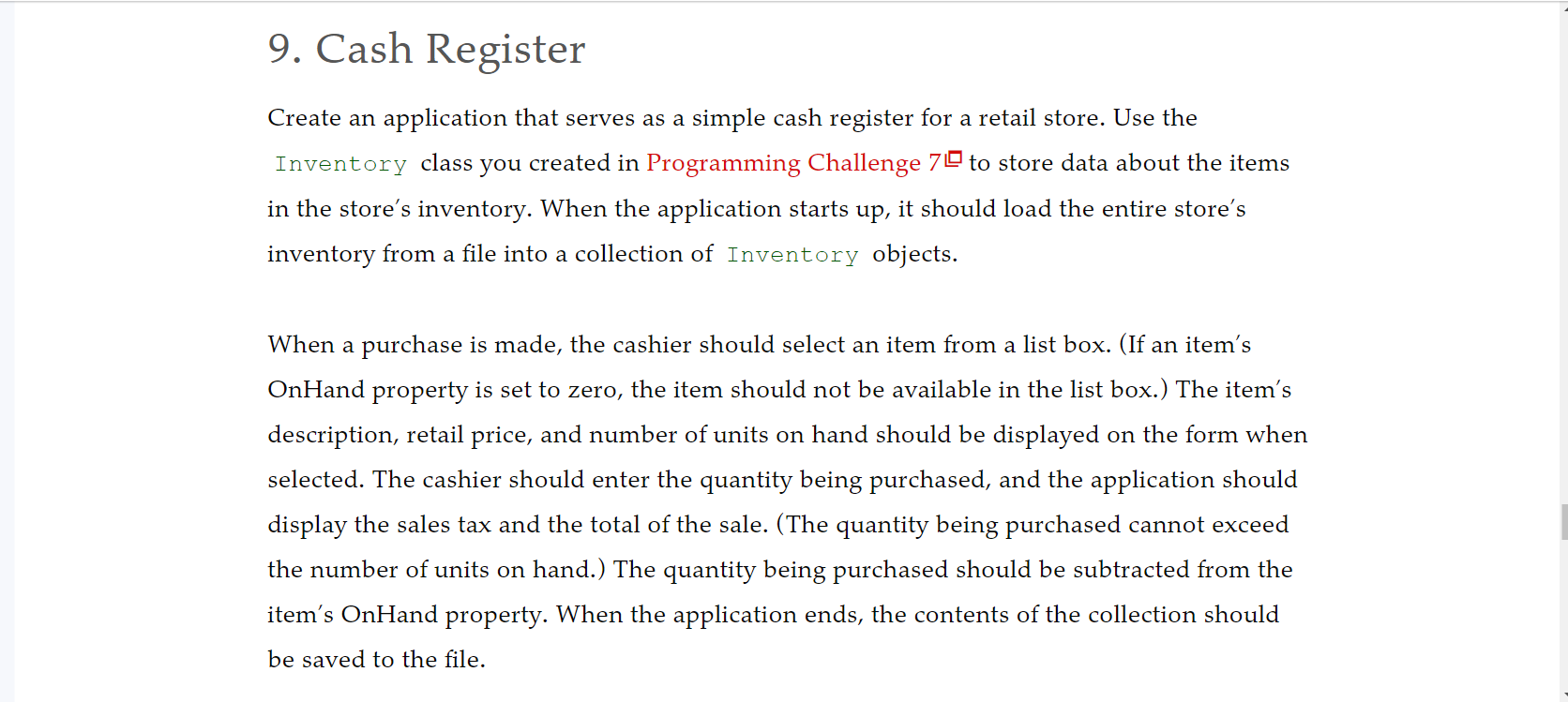 Solved Refer to the Cash Register Question from Chapter | Chegg.com
