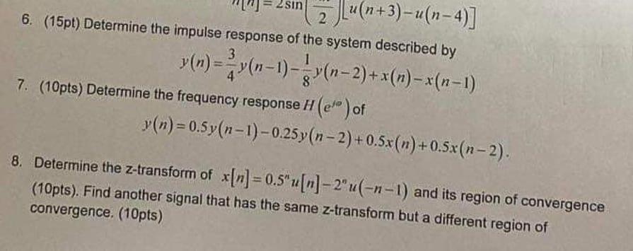 Solved (15pt) ﻿Determine the impulse response of ﻿the system | Chegg.com