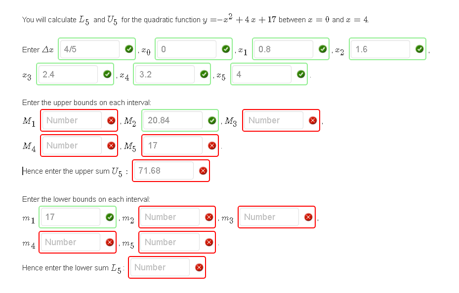 Solved You will calculate L5 and U5 for the quadratic | Chegg.com