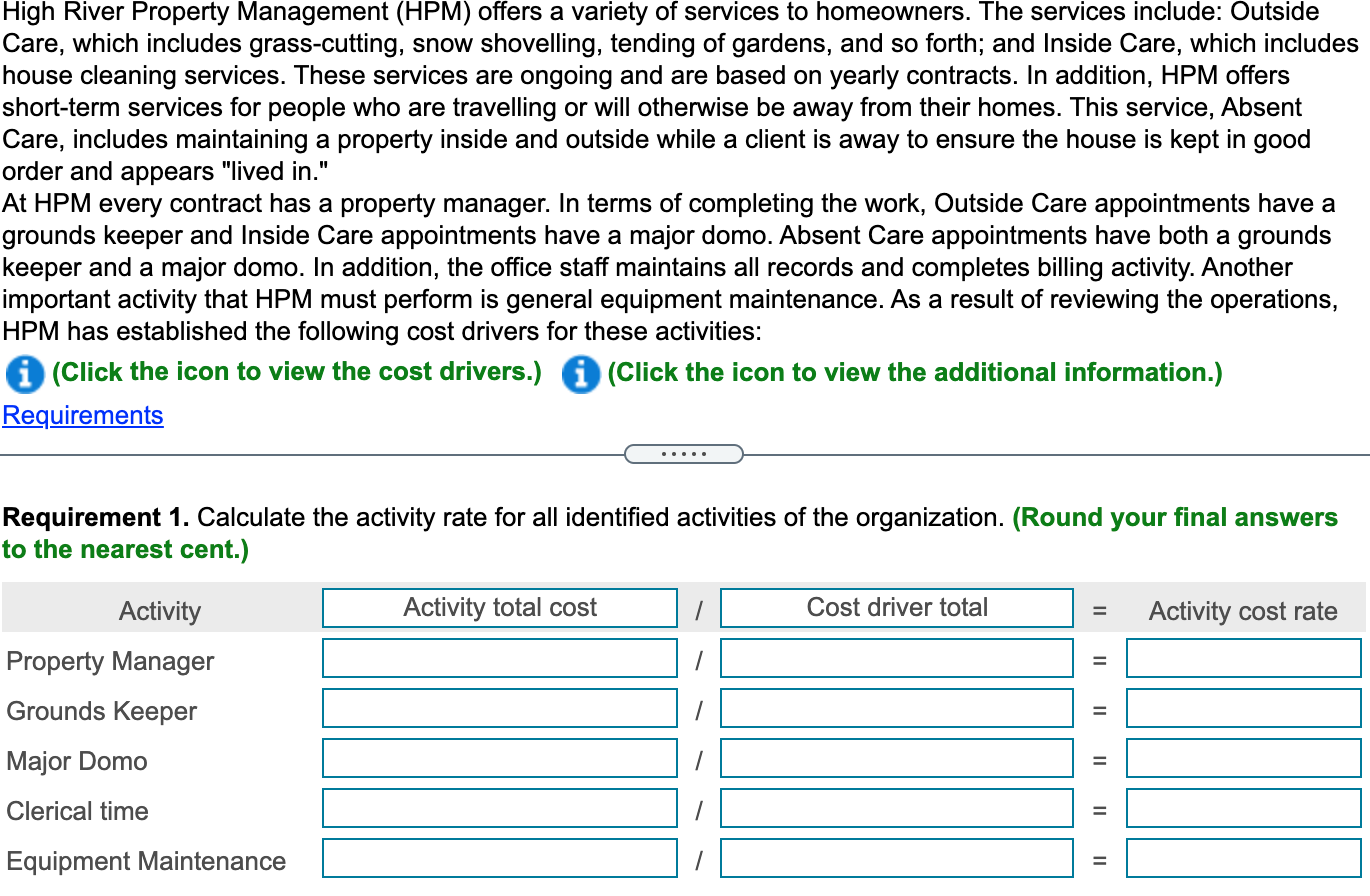 Solved High River Property Management (HPM) offers a variety | Chegg.com