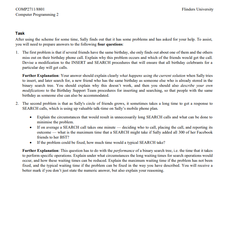 Assignment: Birthday Bonanza Background Busy Sally | Chegg.com