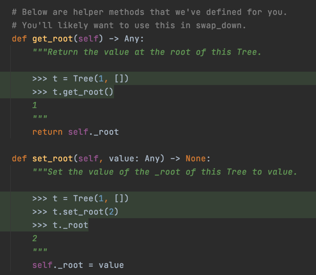 Solved def swap_down(self) -> None: """Swap the root of this | Chegg.com