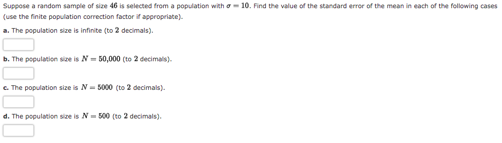 Solved Suppose a random sample of size 46 is selected from a | Chegg.com