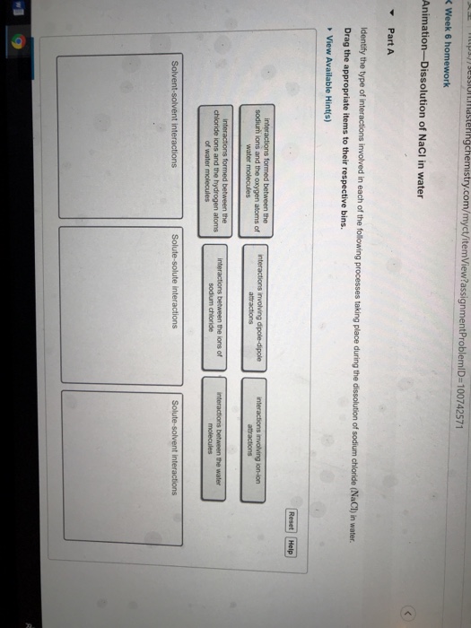 Solved blemID-100742571 Animation-Dissolution of NaCl in | Chegg.com