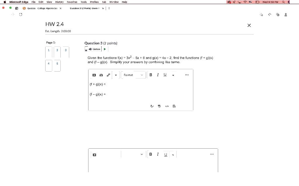 Solved Microsoft Edge File Edit View History Favorites Tools | Chegg.com