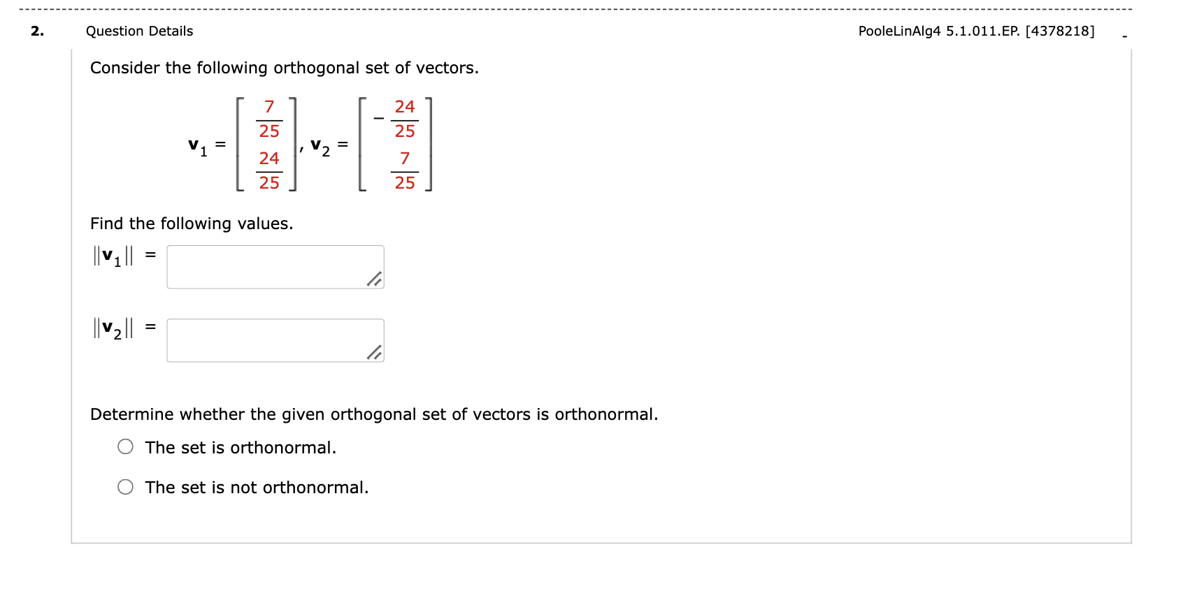 Solved Consider the following orthogonal set of vectors. | Chegg.com