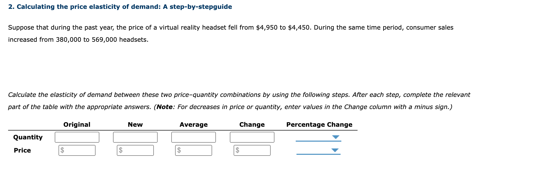 Solved 2. Calculating the price elasticity of demand: A | Chegg.com