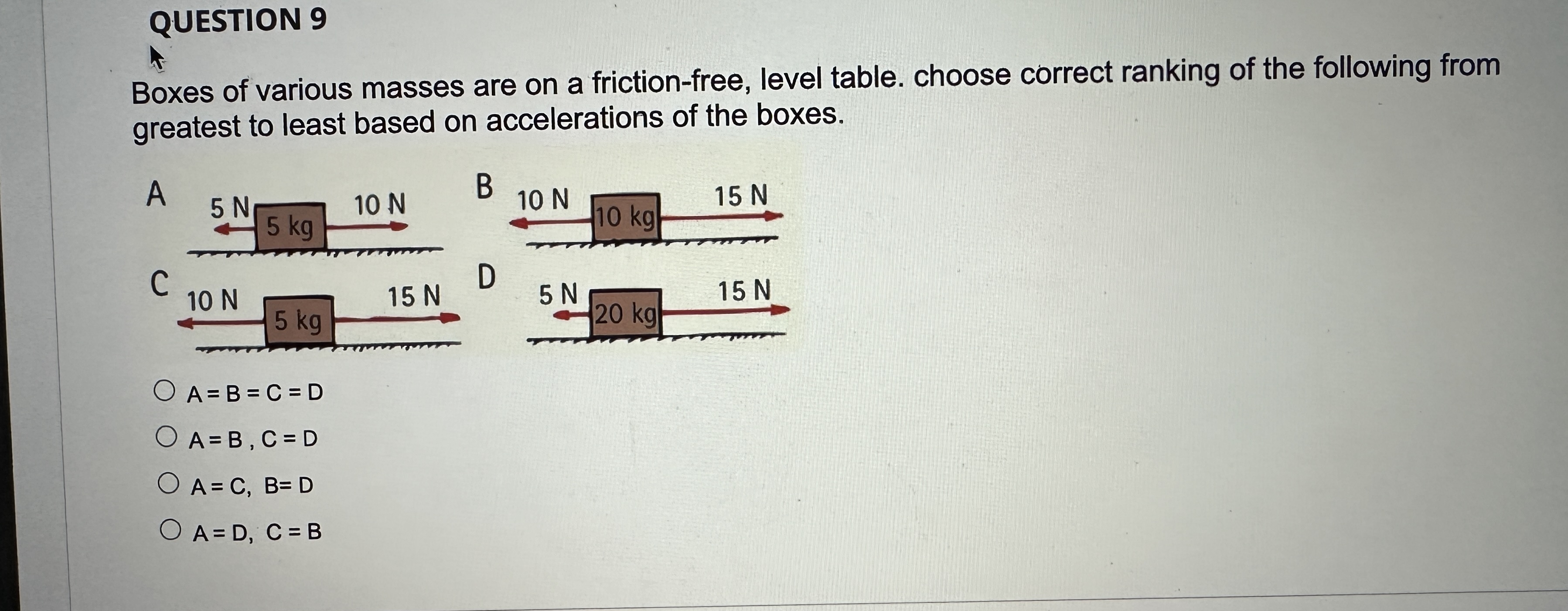 Solved QUESTION 9Boxes of various masses are on a | Chegg.com