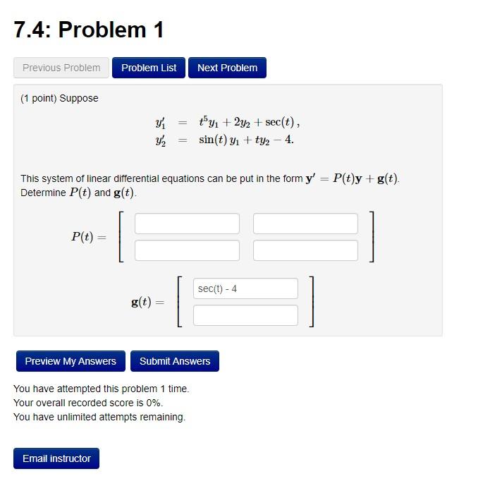 Solved (1 point) Suppose | Chegg.com