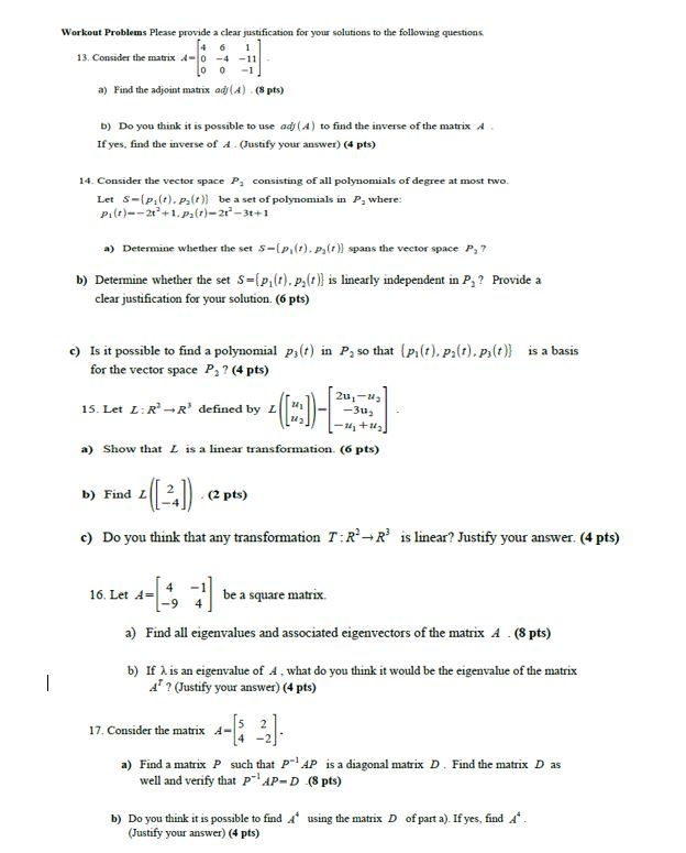 Solved Please answer the workout problems, all of them as | Chegg.com