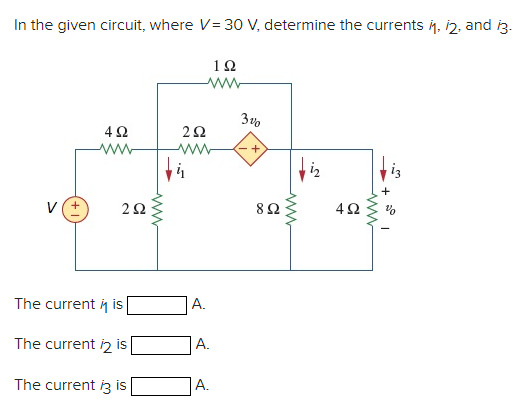 Solved In the given circuit, where V=30 V, determine the | Chegg.com