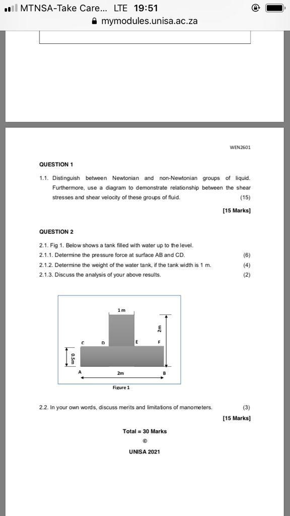 Solved . MINSA-Take Care... LTE 19:51 mymodules.unisa.ac.za | Chegg.com