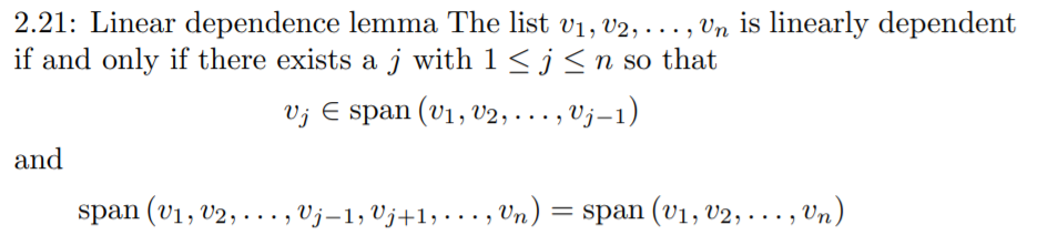 Solved 2.21: Linear dependence lemma The list V1, V2, ..., | Chegg.com