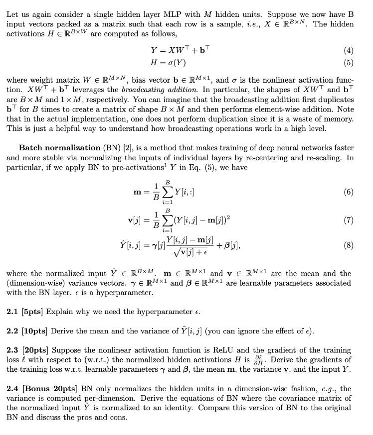 Solved Let us again consider a single hidden layer MLP with | Chegg.com