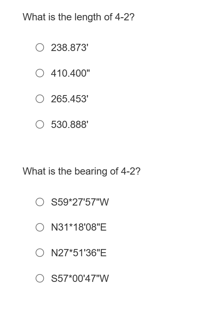 Solved 108.243 ft if the length of the given bearing for | Chegg.com