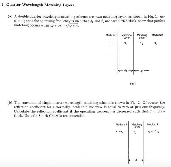 1. Quarter-Wavelength Matching Layers (a) A | Chegg.com