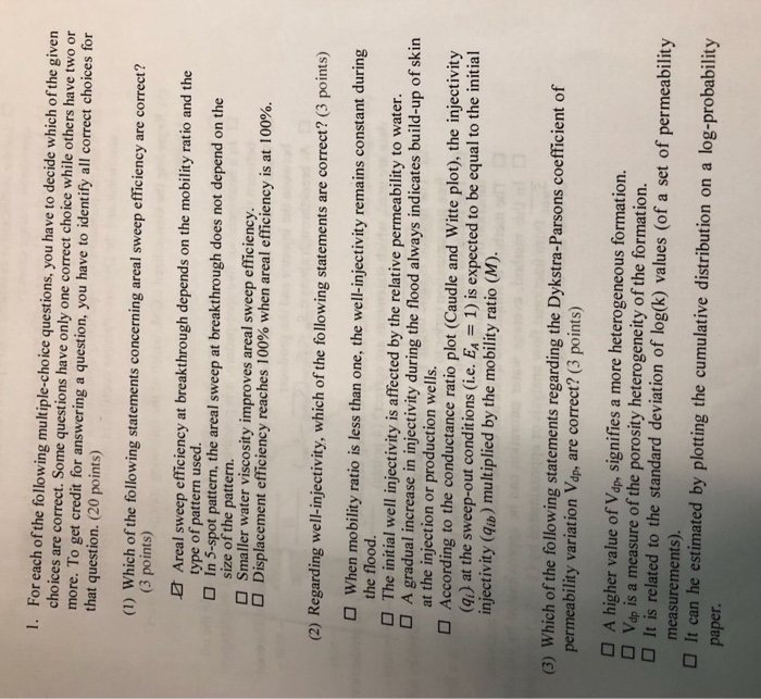 Solved I. For each of the following multiple-choice | Chegg.com