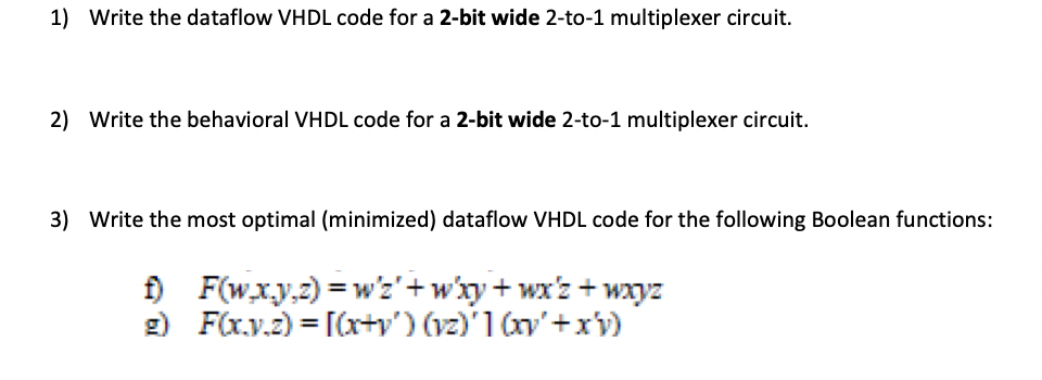 Solved 1 Write The Dataflow Vhdl Code For A 2 Bit Wide