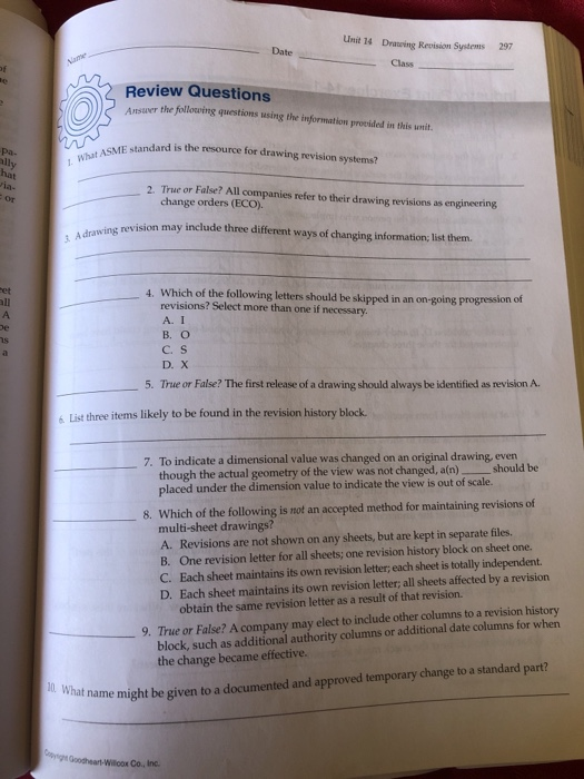 Solved Unit 14 Drawing Revision Systems 297 Date Class | Chegg.com