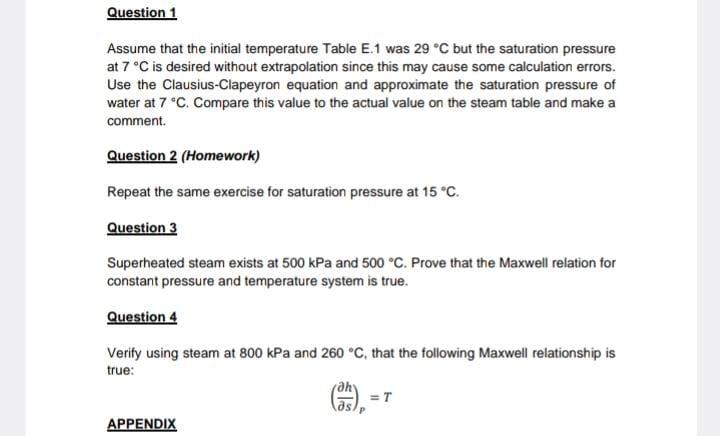 Solved Assume that the initial temperature Table E.1 was | Chegg.com