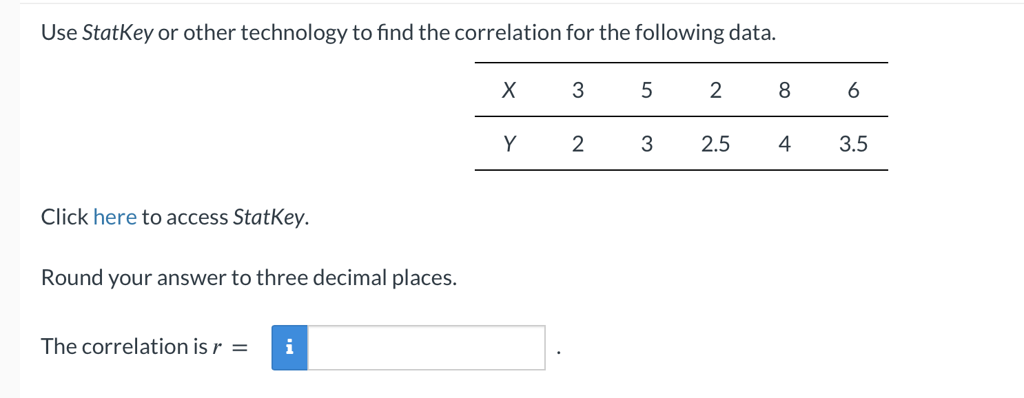 Solved Use StatKey or other technology to find the | Chegg.com