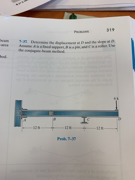 Solved 319 PROBLEMS beam 7-37. -area Assume A is a fixed | Chegg.com