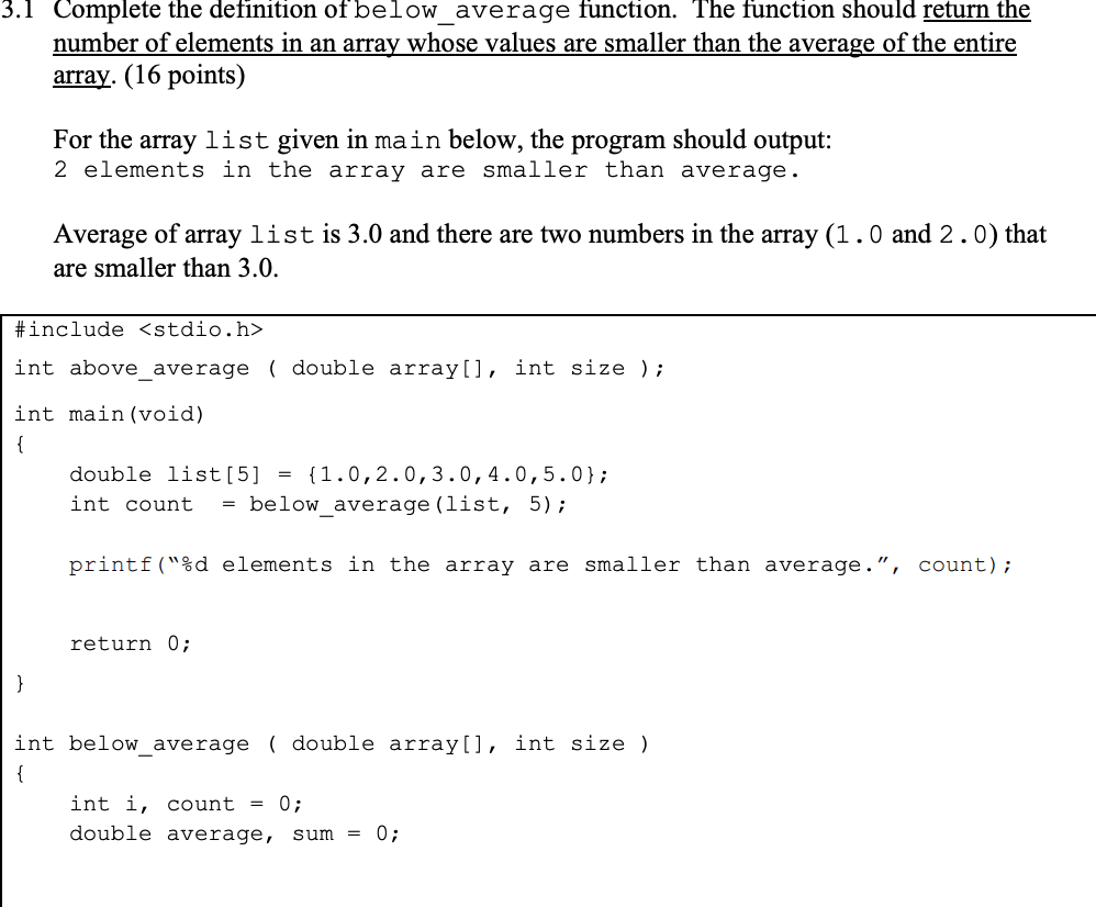 Solved c language problemabove _average is a mistake | Chegg.com