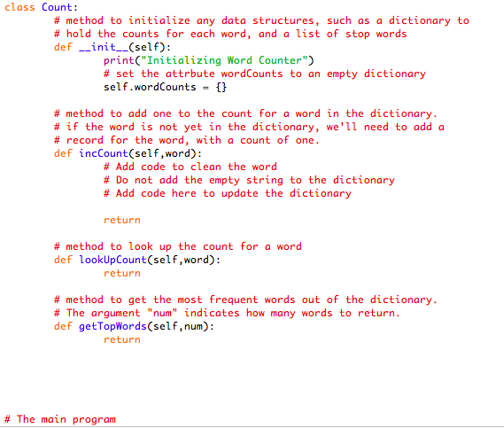 Solved Opening the stub file wordCount.py in IDLE, you'll | Chegg.com