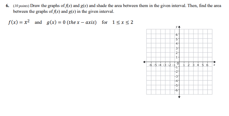 Solved 6. (10 points) Draw the graphs of f(x) and g(x) and | Chegg.com