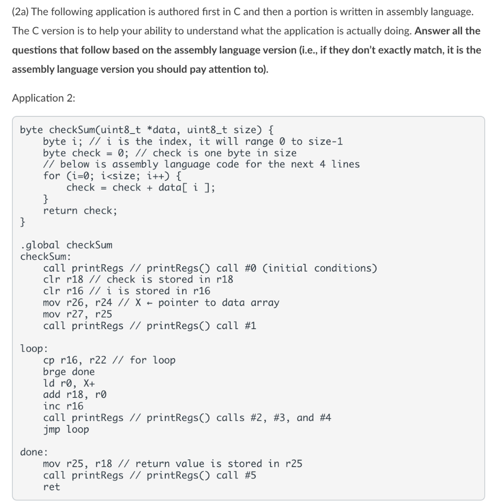 Solved (2a) The following application is authored first in C | Chegg.com