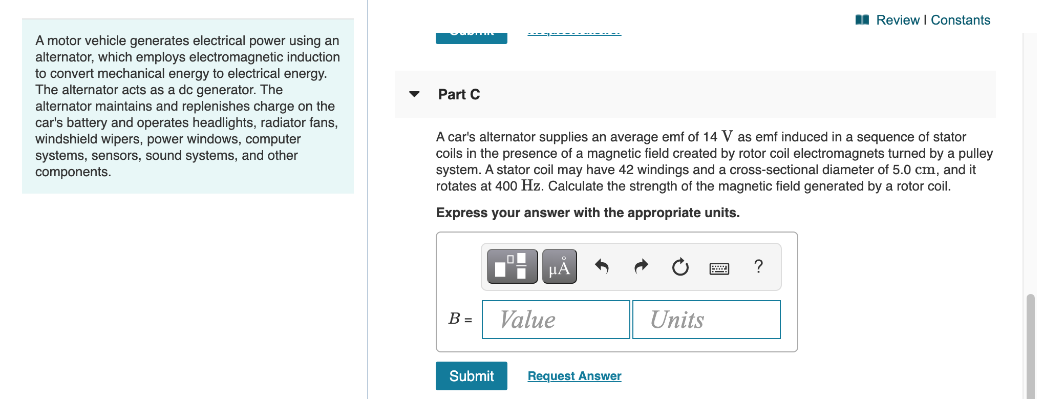 Solved Review Constants -------------- Part C A motor | Chegg.com