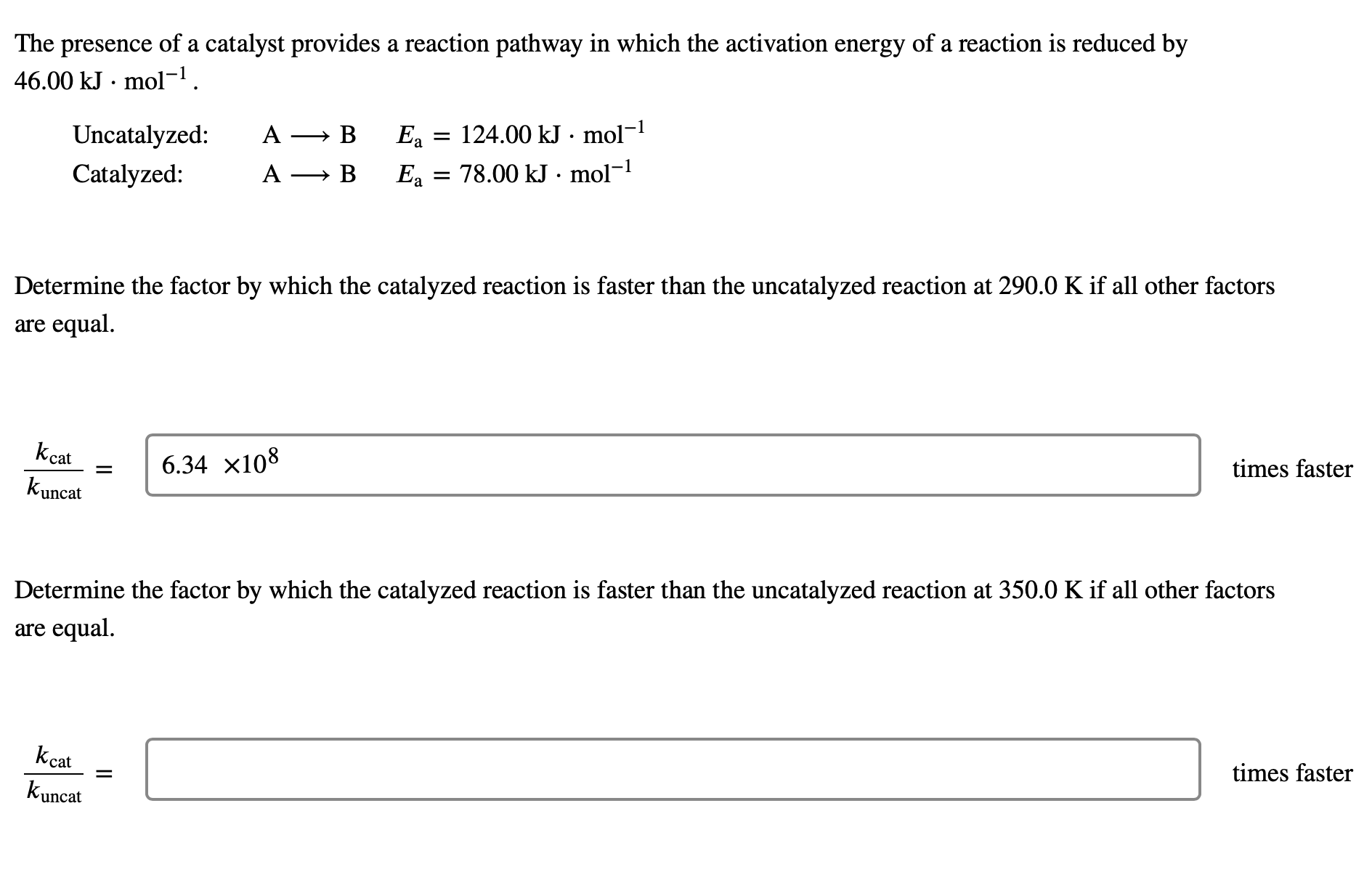 Solved The presence of a catalyst provides a reaction | Chegg.com