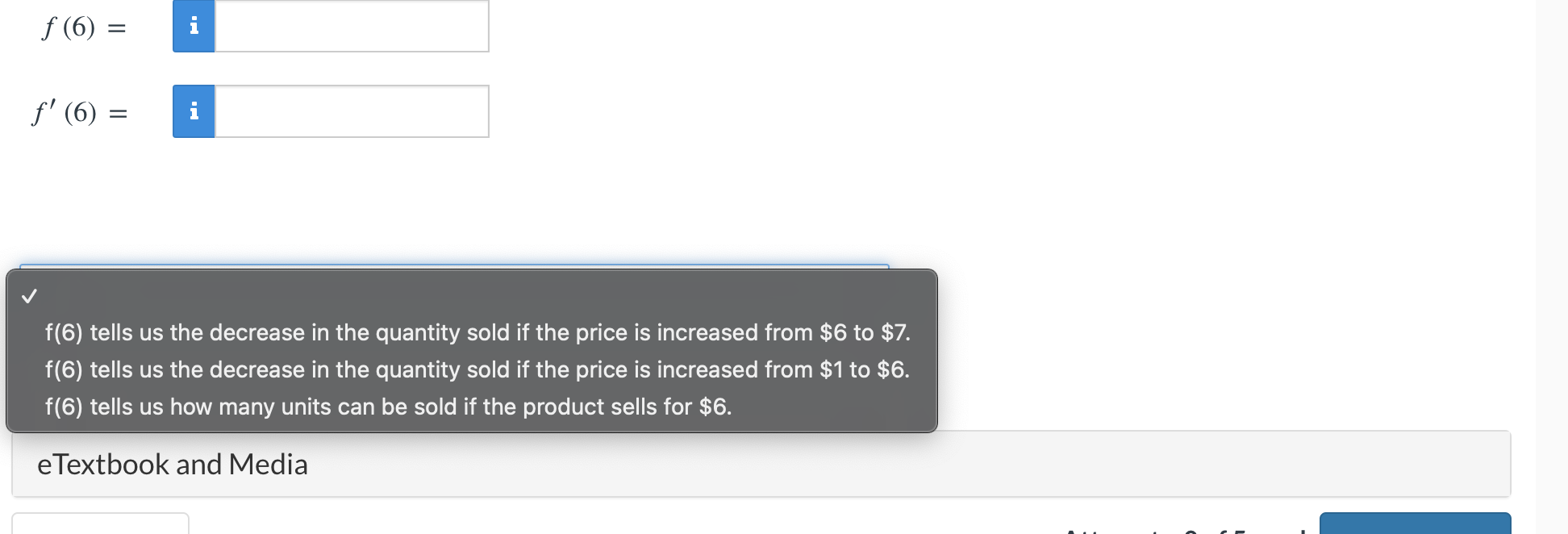 Solved f(6)= f′(6)= i f(6) tells us the decrease in the | Chegg.com