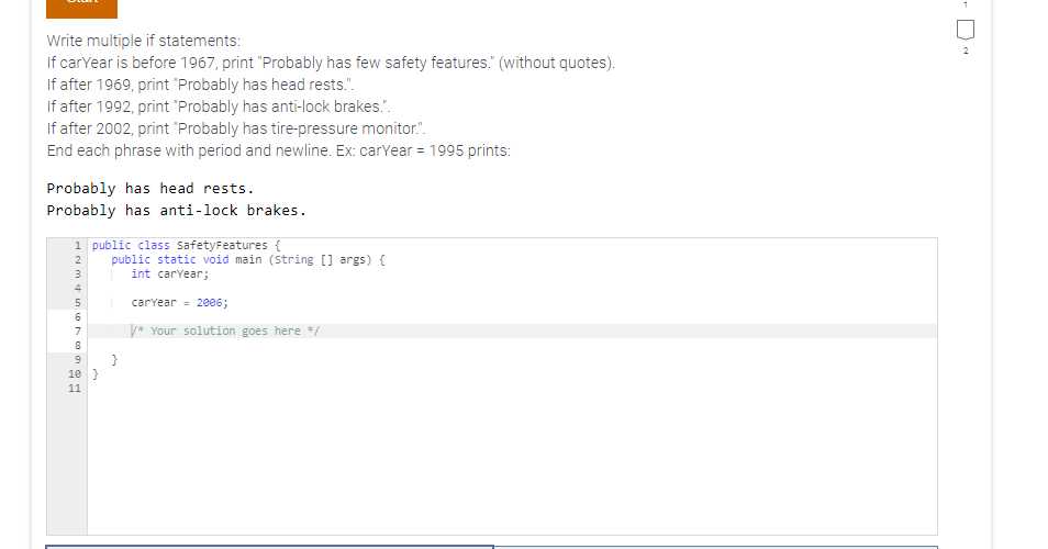 Solved Write multiple if statements: If carYear is before | Chegg.com